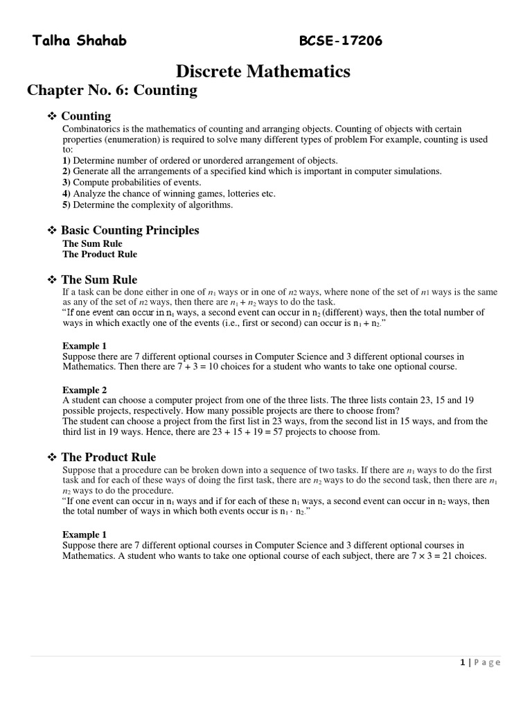 Discrete Math: Counting Principles | PDF | Set (Mathematics) | Mathematical Logic