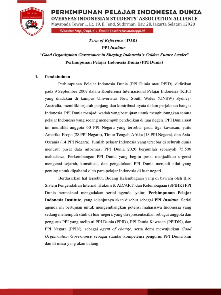 TOR - PPI Institute 5 | PDF | Ilmu Sosial | Seni