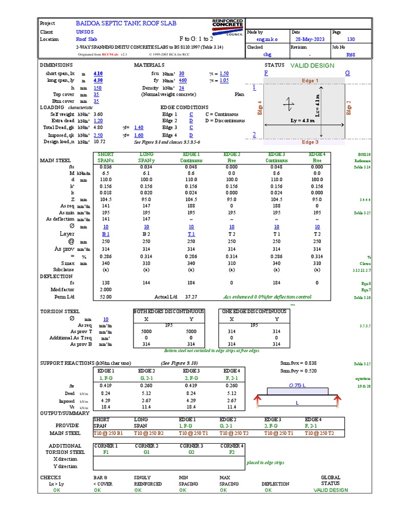 Slab For The 12.5m X 4.5m Upstand Beams | PDF