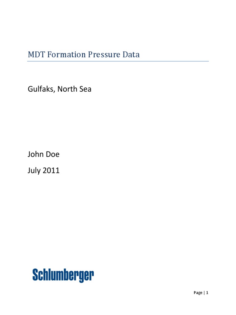 MDT Formation Pressure Data | PDF