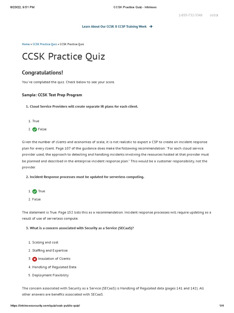 CCSK Practice Quiz - Intrinsec | PDF | Computer Network | Cloud Computing