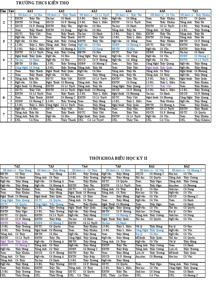 TKB 2022-2023 HK II lan 2 - từ ngày 27-02-2023 (phương án Tiến dạy Phùng Giáo) | PDF