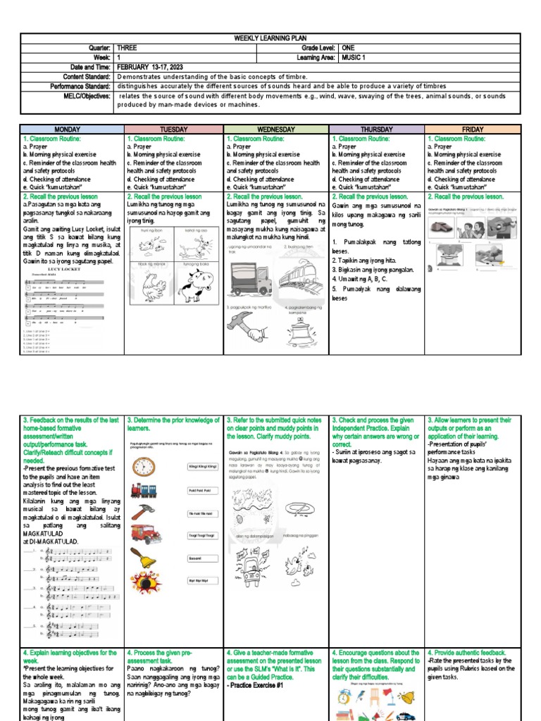 Grade 1 Music Learning Plan | PDF | Learning | Cognition