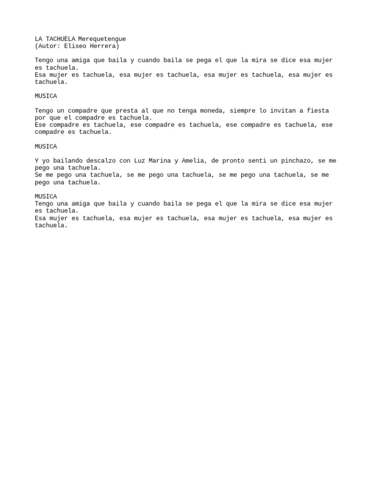 La Tachuela LETRA | PDF
