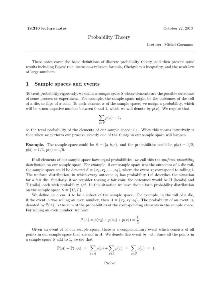 Probability Theory - MIT OCW | PDF | Variance | Expected Value