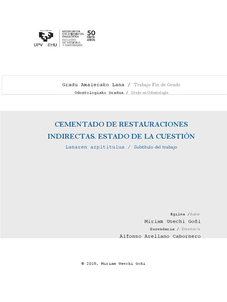TFG - Usechi - Goñi - Miriam | PDF | Cemento | Esmalte de dientes