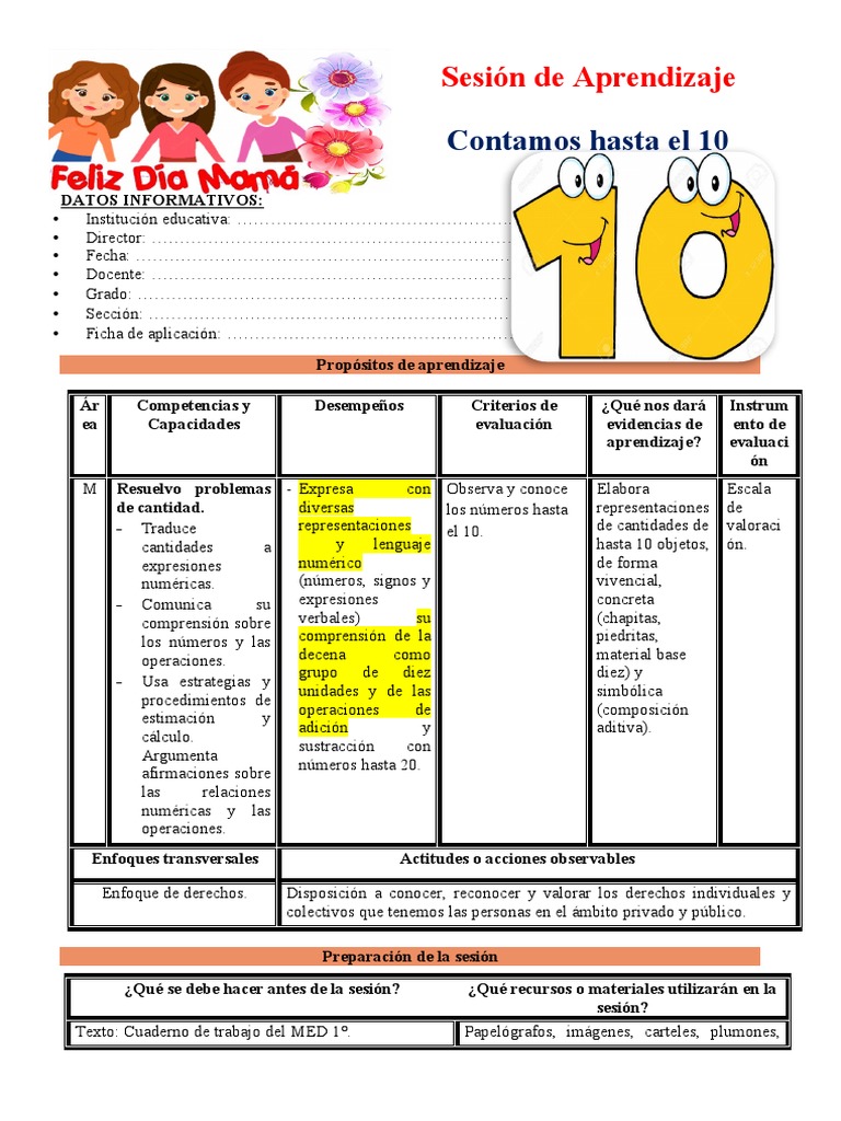 1° Sesión Día 4 Mat Contamos Hasta El 10 Experiencia 3 Semana 1 | PDF ...