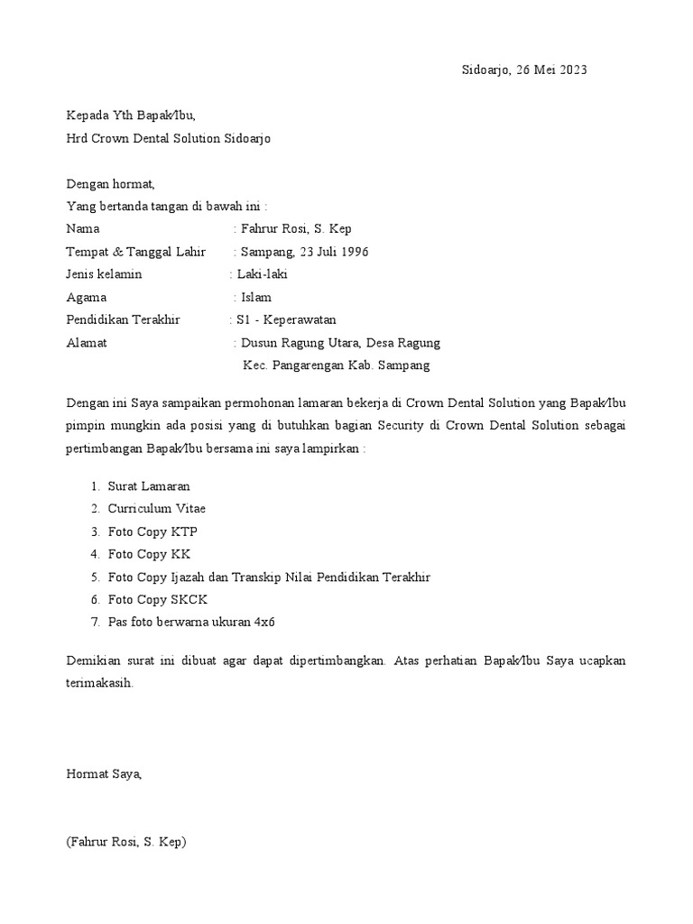 Lamaran Security di Crown Dental | PDF | Kesehatan Holistik