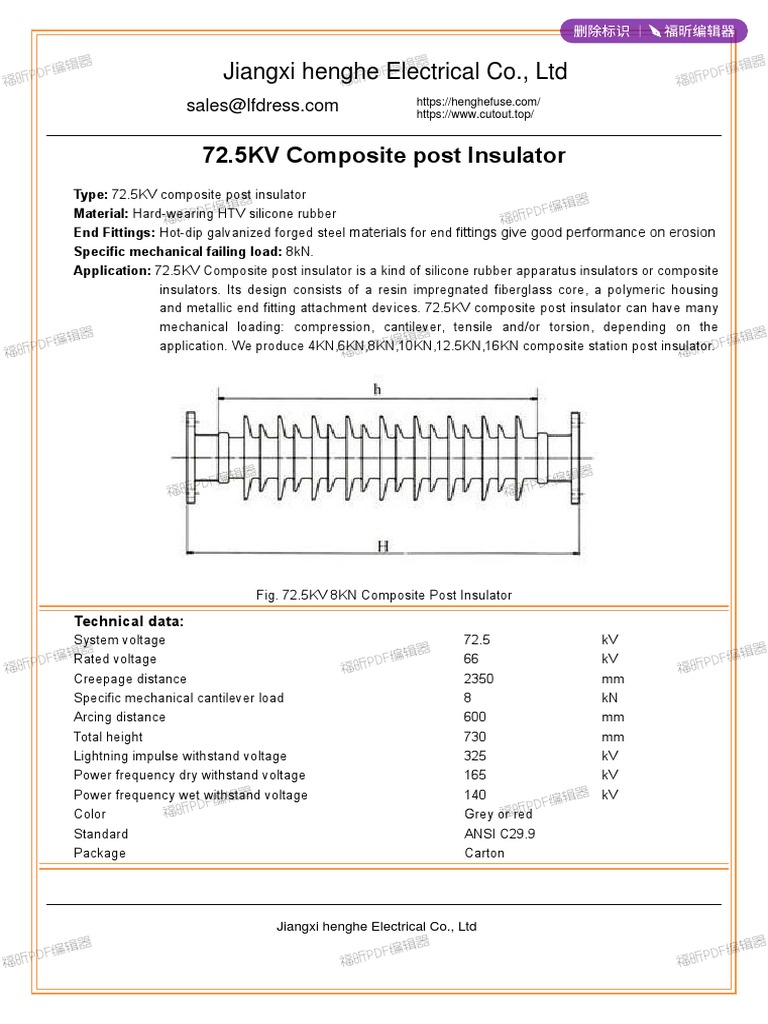 72.5KV Composite Post Insulator Overview | PDF | Technology & Engineering