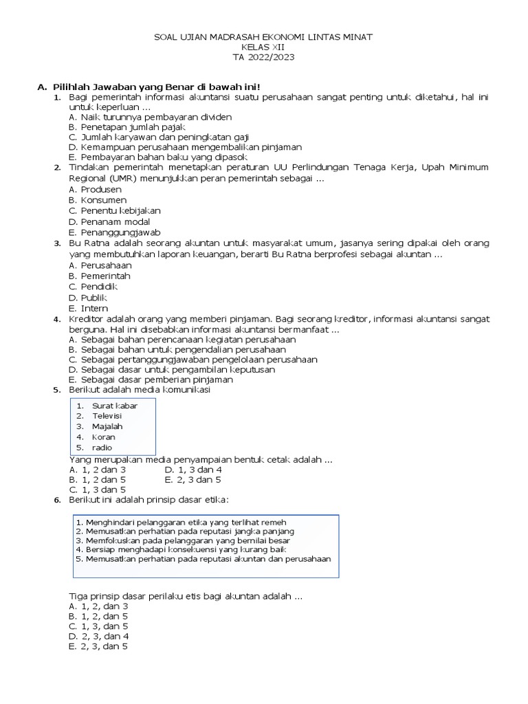Soal Am Ekon LM - Xii Ipa | PDF | Bisnis | Hukum