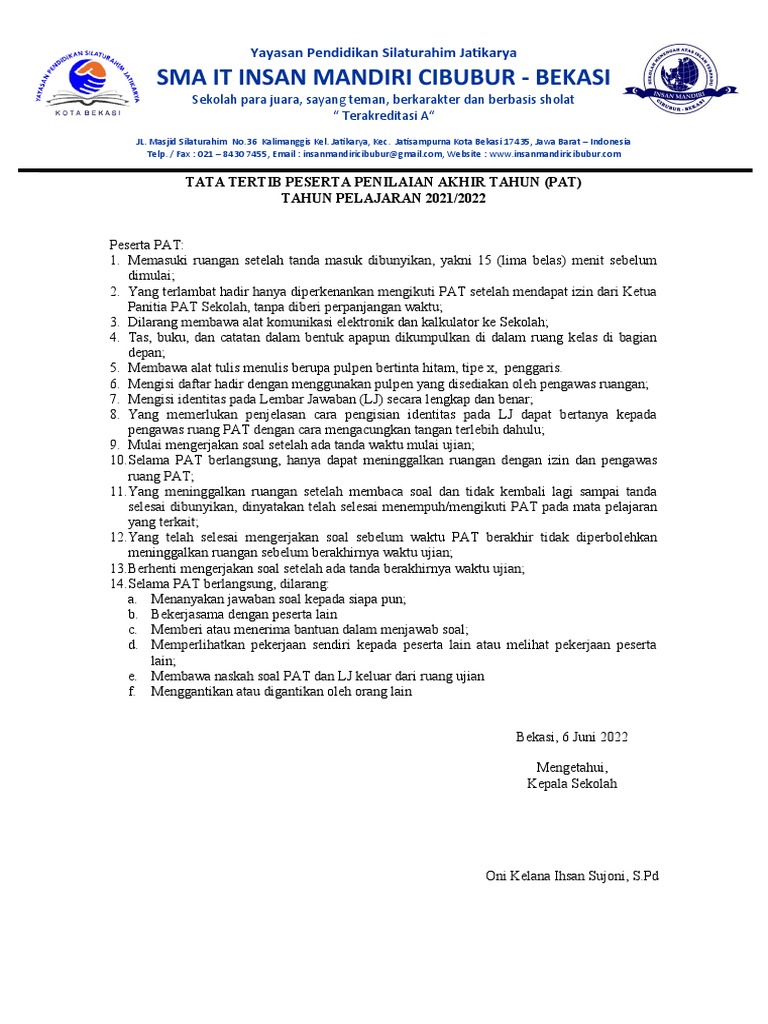 Tata Tertib Peserta Pat 2022 | PDF