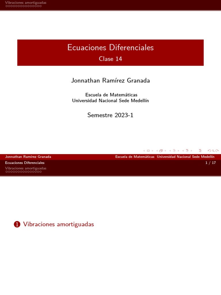 14 Presentaci N Ecuaciones 14 | PDF | Oscilación | Velocidad