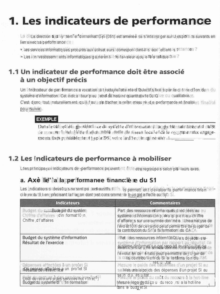 Indicateurs de performance SI et ROI | PDF | Informatique | Gestion ...
