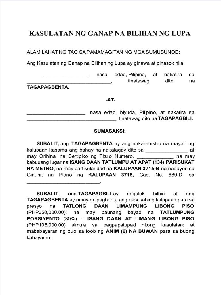 Dokumen - Tips - Deed of Absolute Sale Tagalog | PDF