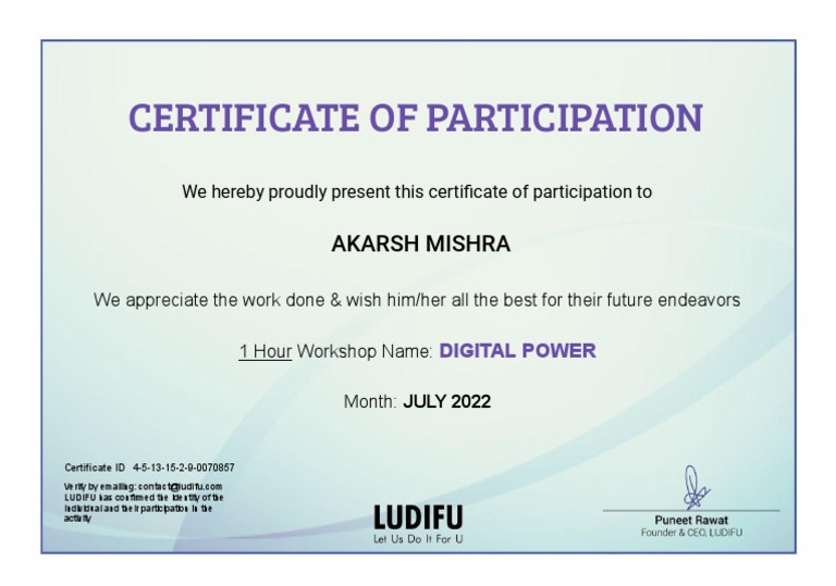 Digital Power Workshop Certificate | PDF
