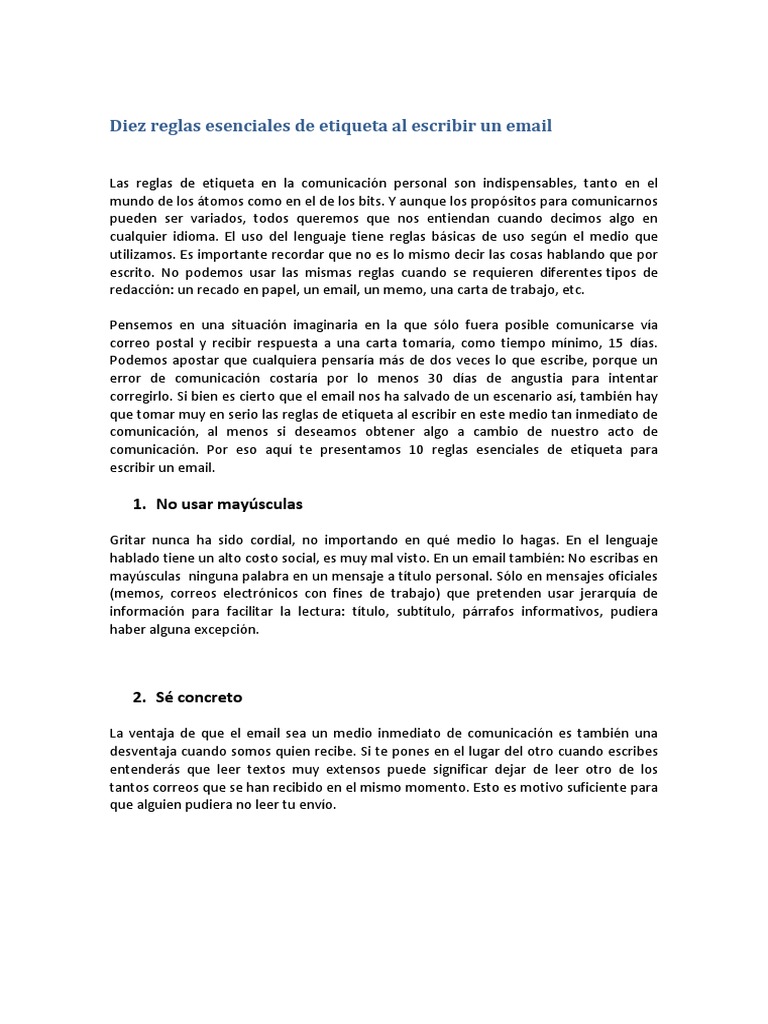 Las Reglas de Etiqueta en La Comunicación | PDF | Comunicación