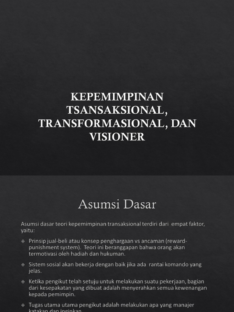 Kepemimpinan Transaksional Dan Transformasional | PDF