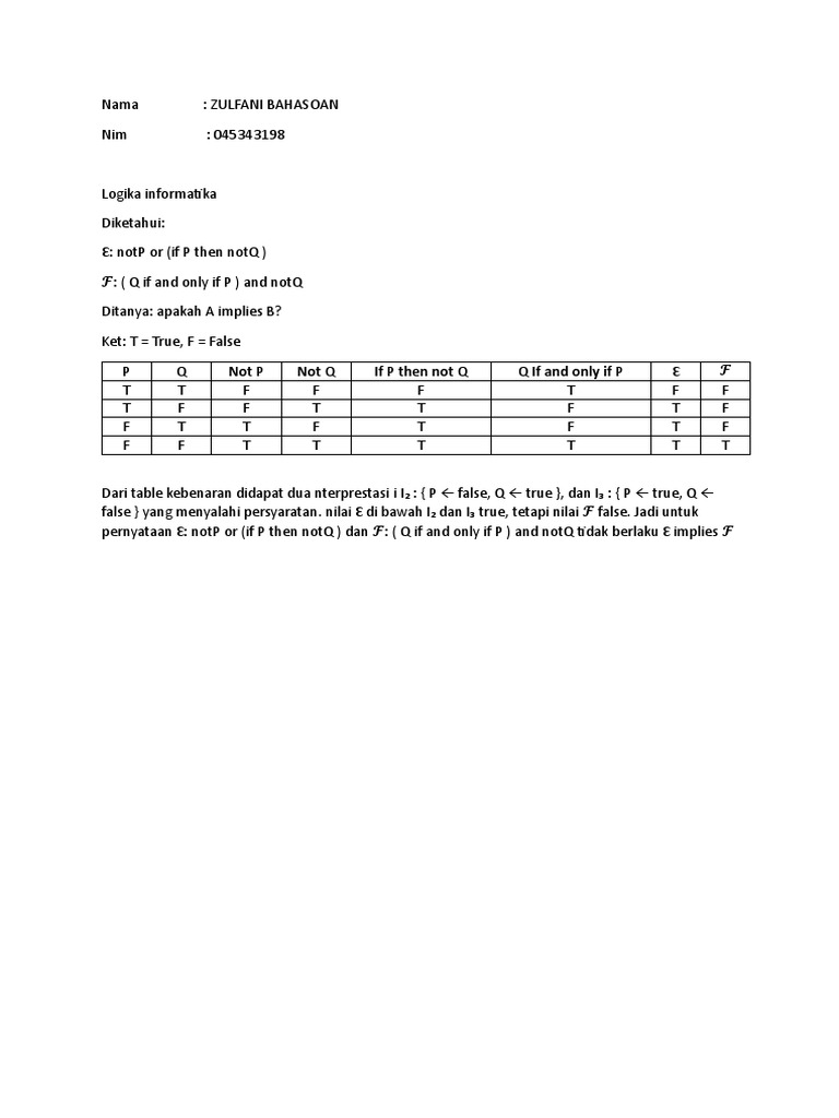 Diskusi 3 Logika Informatika | PDF