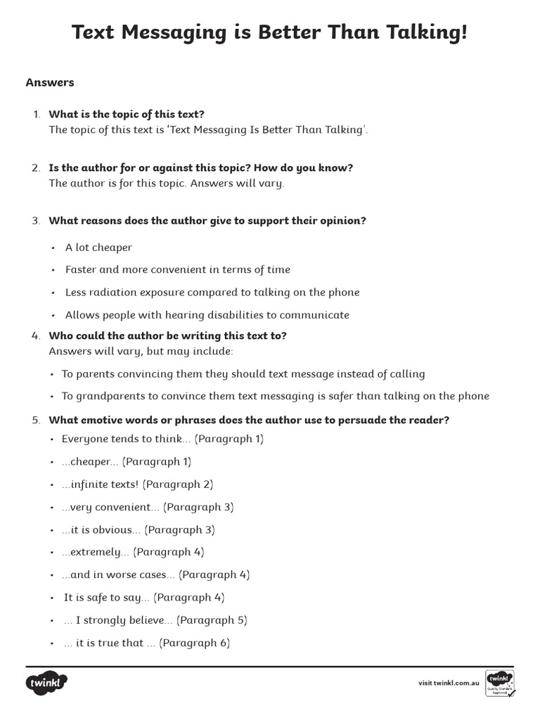 Persuasive Text Comprehension - MS | PDF