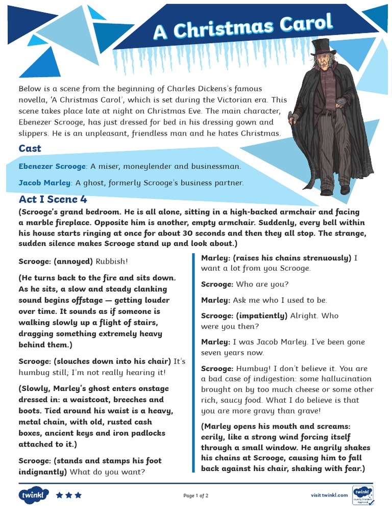 Playscript Comprehension Practise | PDF | Ebenezer Scrooge | Jacob Marley