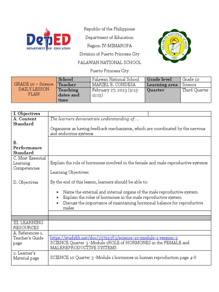 DLP 10- Male Reproductive System | PDF | Luteinizing Hormone | Human Body