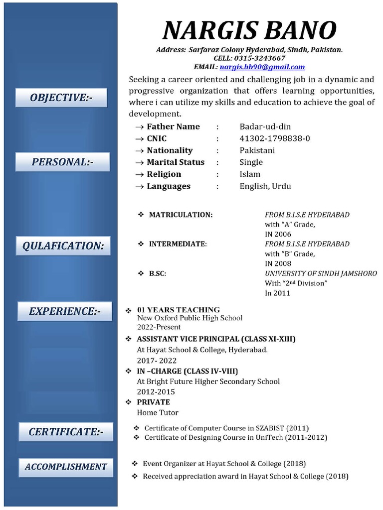 Nargis CV | PDF