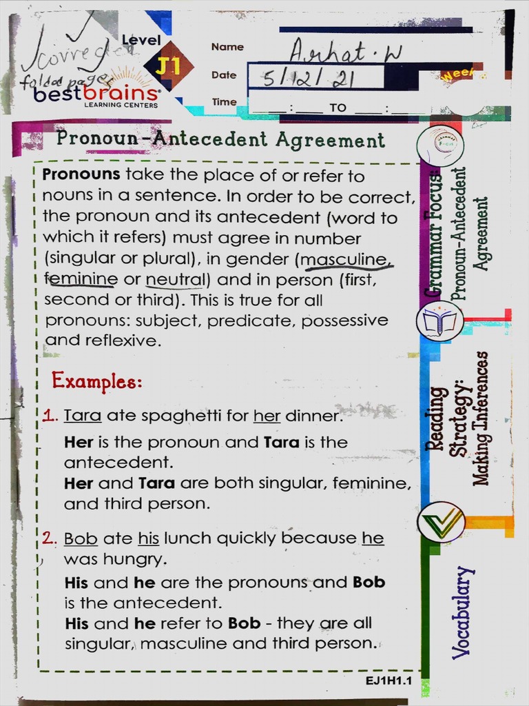5 - 12 - 21, Pronoun-Antecedent Agreement | PDF