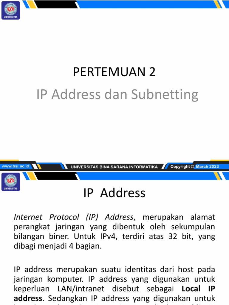 Pertemuan 2: IP Address Dan Subnetting | PDF