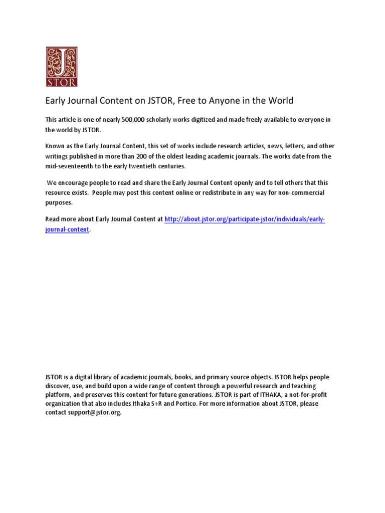 Free Early Journal Content on JSTOR | PDF