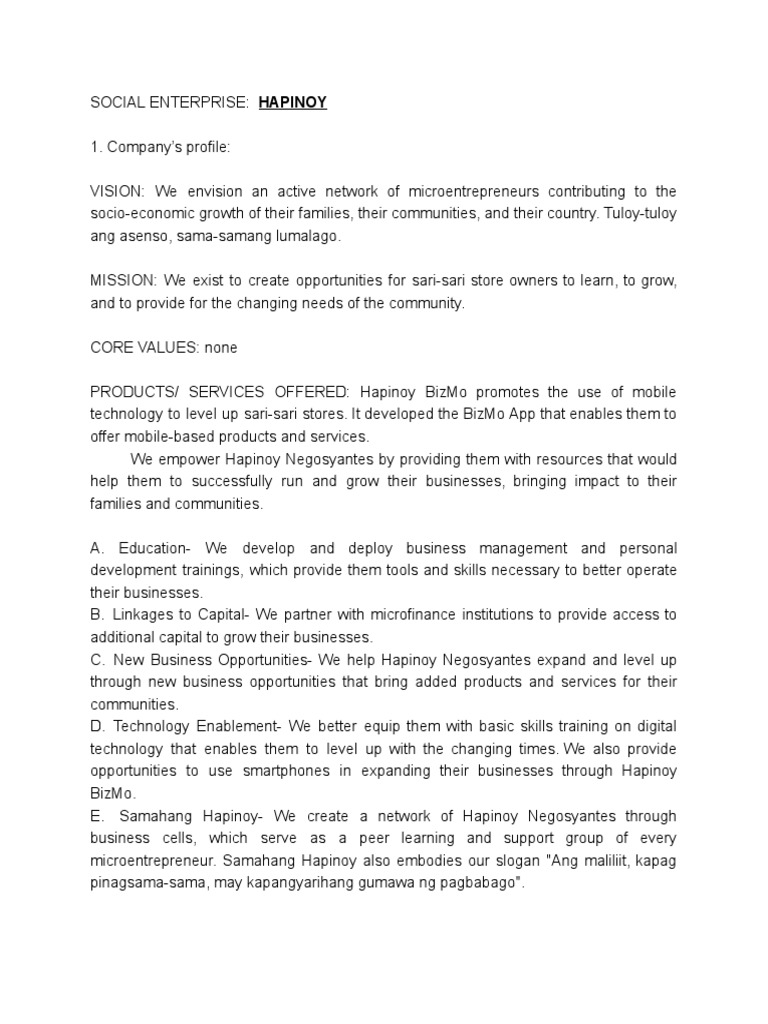 Hapinoy Enterprise | PDF