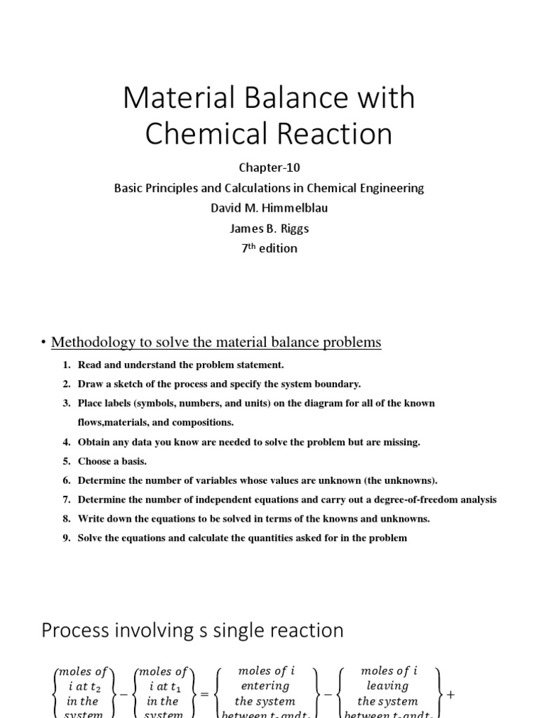 Material Balance With Chemical Reaction | PDF | Combustion | Stoichiometry