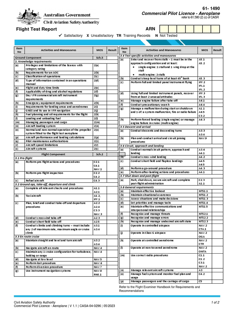 CPL Flight Test Report Guidelines | PDF | Airplane | Aviation Safety
