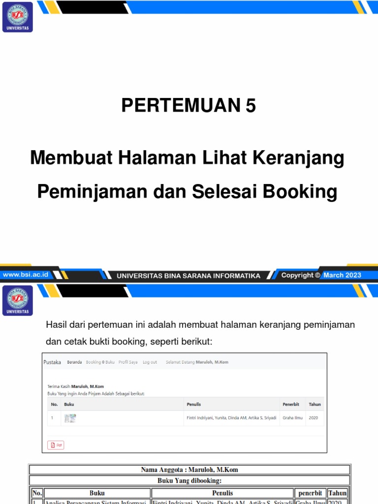 Halaman Keranjang dan Bukti Booking | PDF