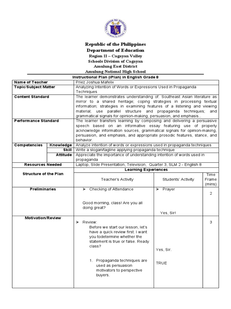 Analyzing Intention Of Words Or Expressions Used In Propaganda