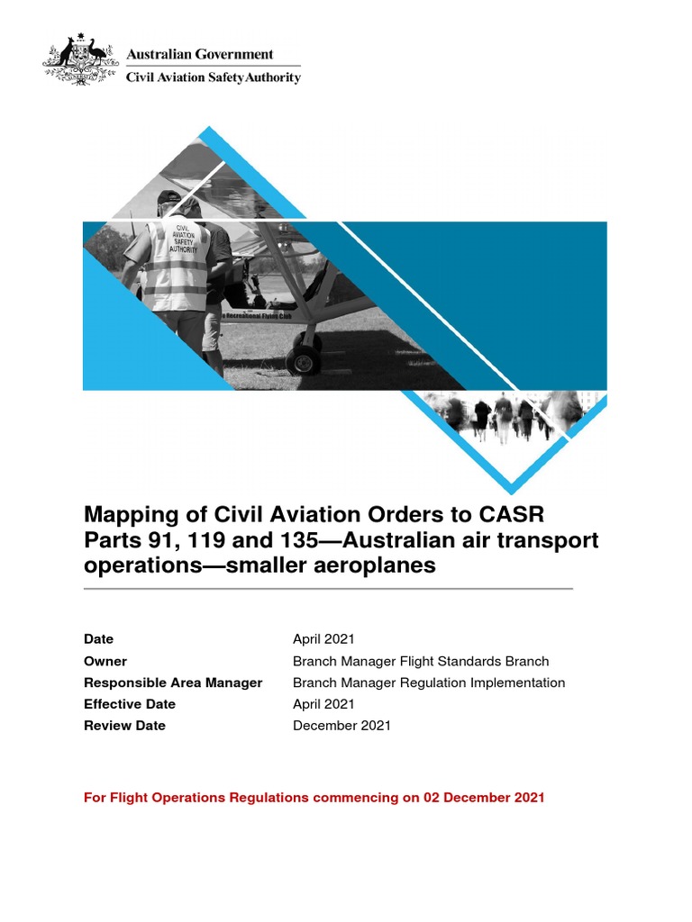 Mapping Civil Aviation Orders Casr Parts 91 119 135 Australian Air Transport Operations Smaller ...