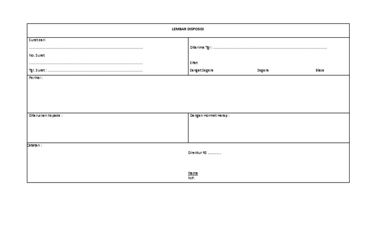 Contoh Format Lembar Disposisi | PDF