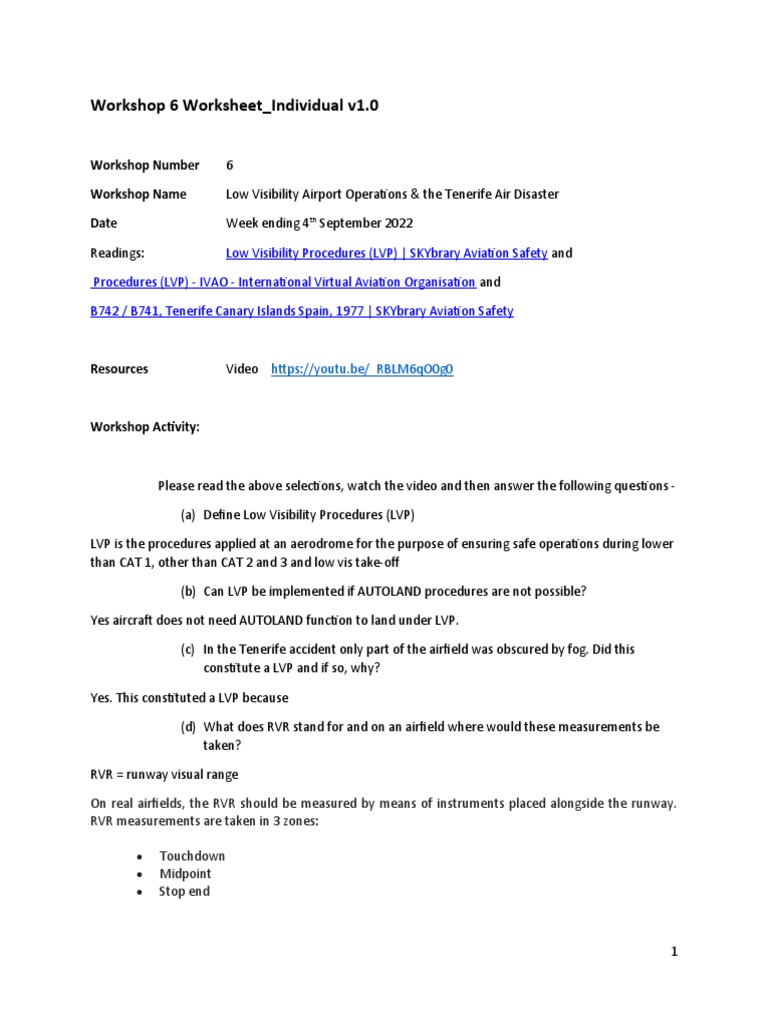 Low Visibility Ops & Tenerife Disaster Analysis | PDF | Transport ...