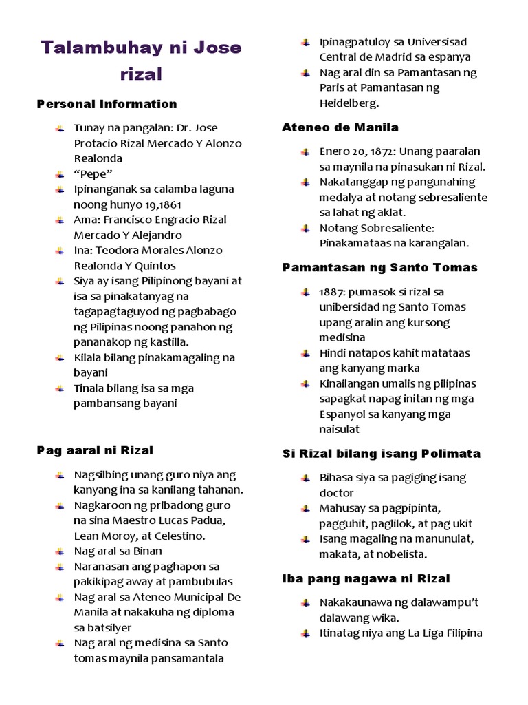 Talambuhay Ni Jose Rizal | PDF