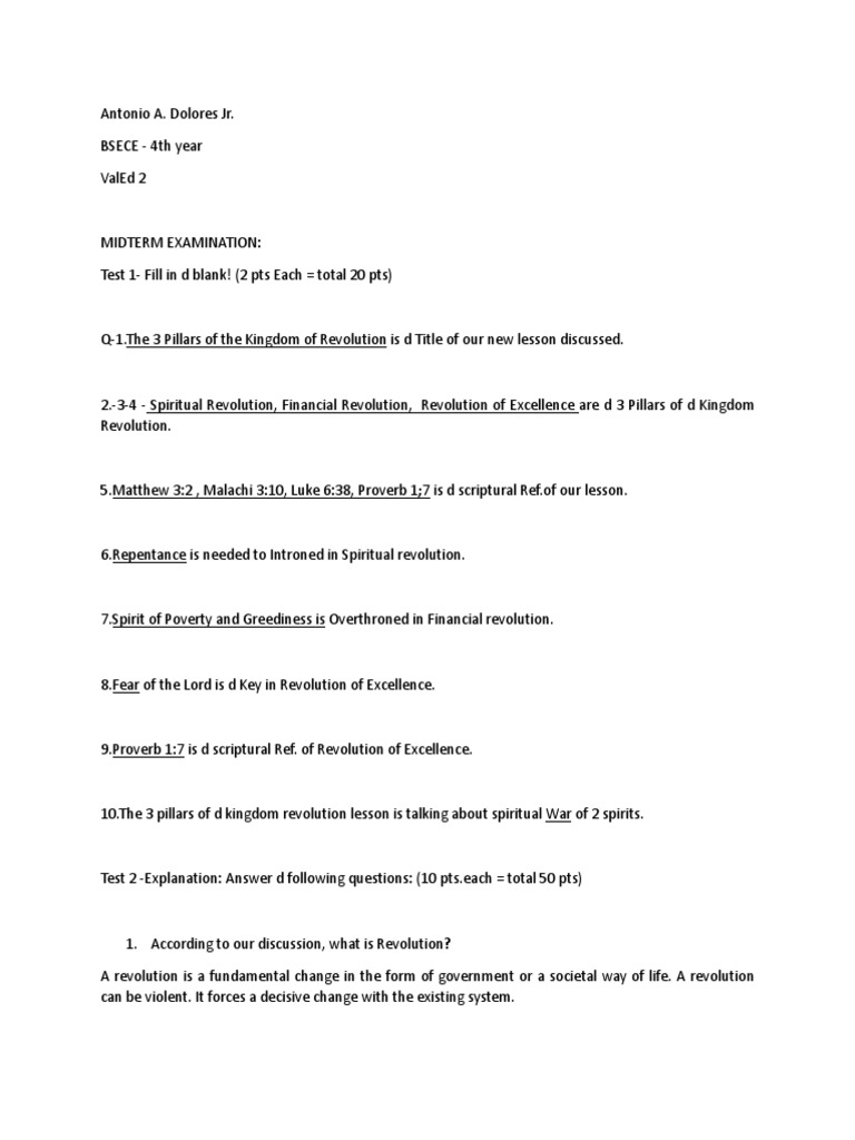 Dolores Jr. - Midterm Exam | PDF | Jesus | Eternal Life (Christianity)