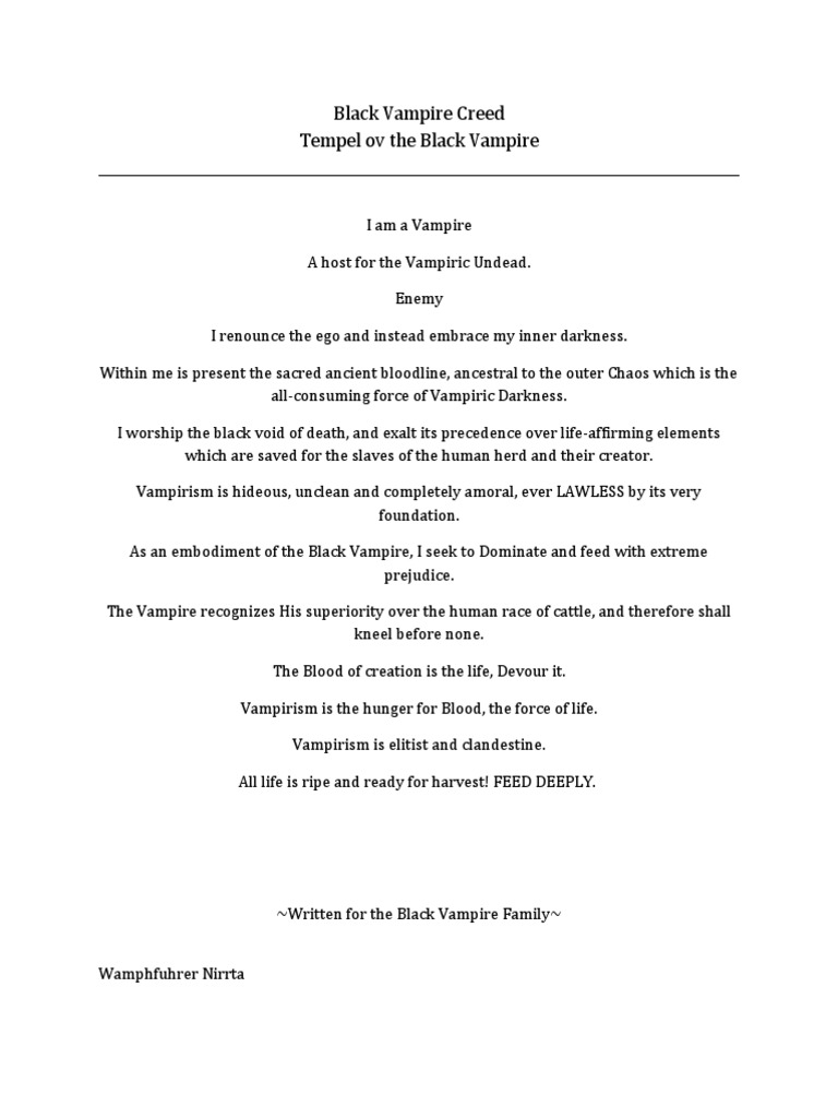Black Vampire Creed | PDF