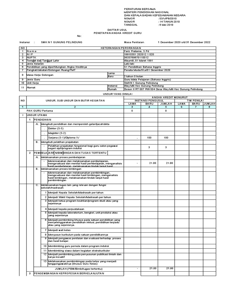 Form DUPAK Lampiran I | PDF