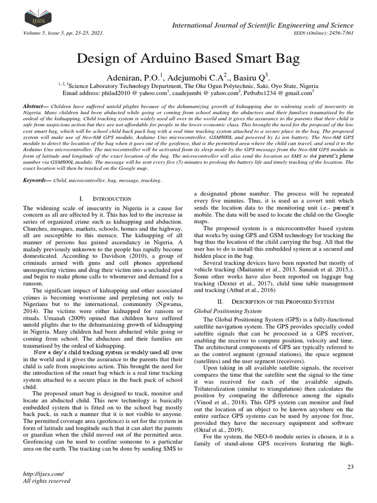 Design_of_Arduino_Based_Smart_Bag | PDF | Modem | Arduino