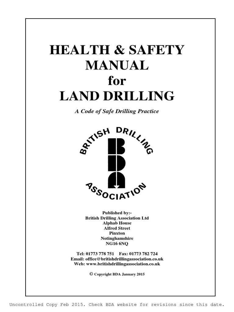 BDA Heath and Safety Manual For Land Drilling | PDF | Occupational ...