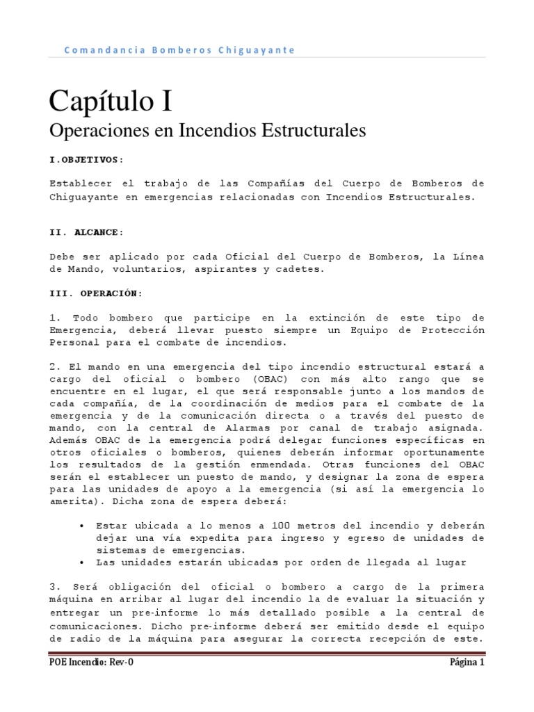POE Incendio Estructural | PDF | Bombero | Incendios