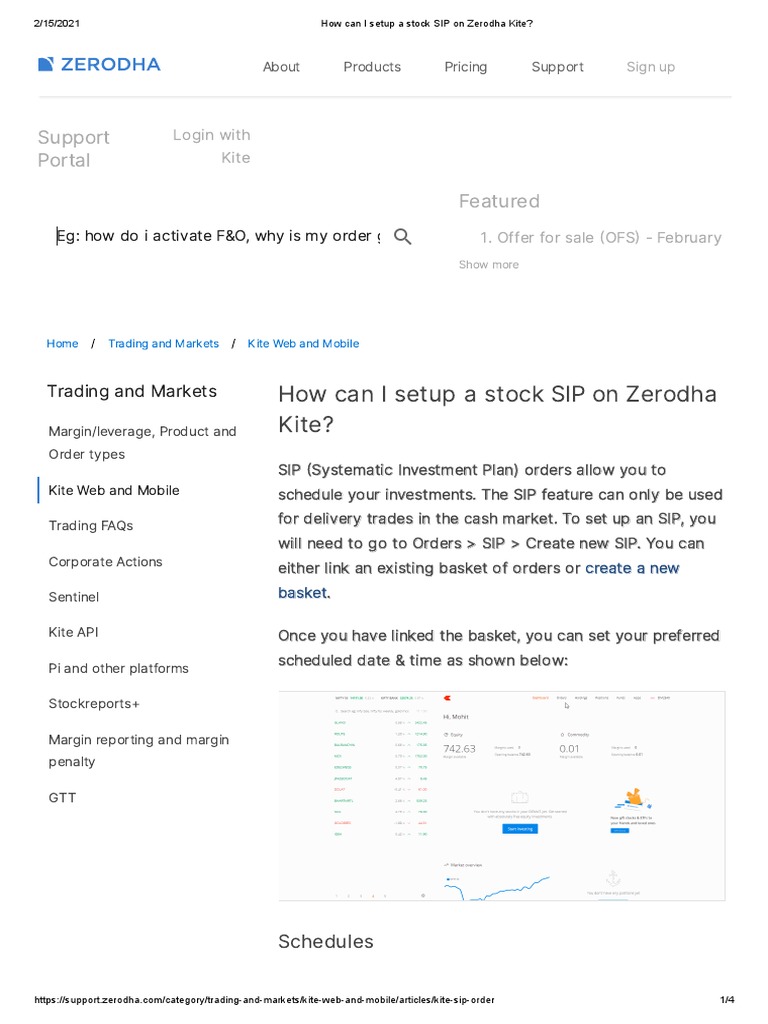 How Can I Setup A Stock SIP On Zerodha Kite | PDF | Stocks | Exchange Traded Fund