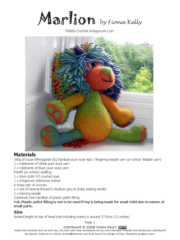 Marlion: by Fiona Kelly | PDF | Crochet | Yarn