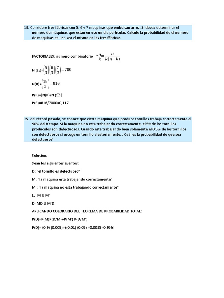 Estadistica Ejerc. 19 y 25 | PDF | Métodos y materiales de enseñanza