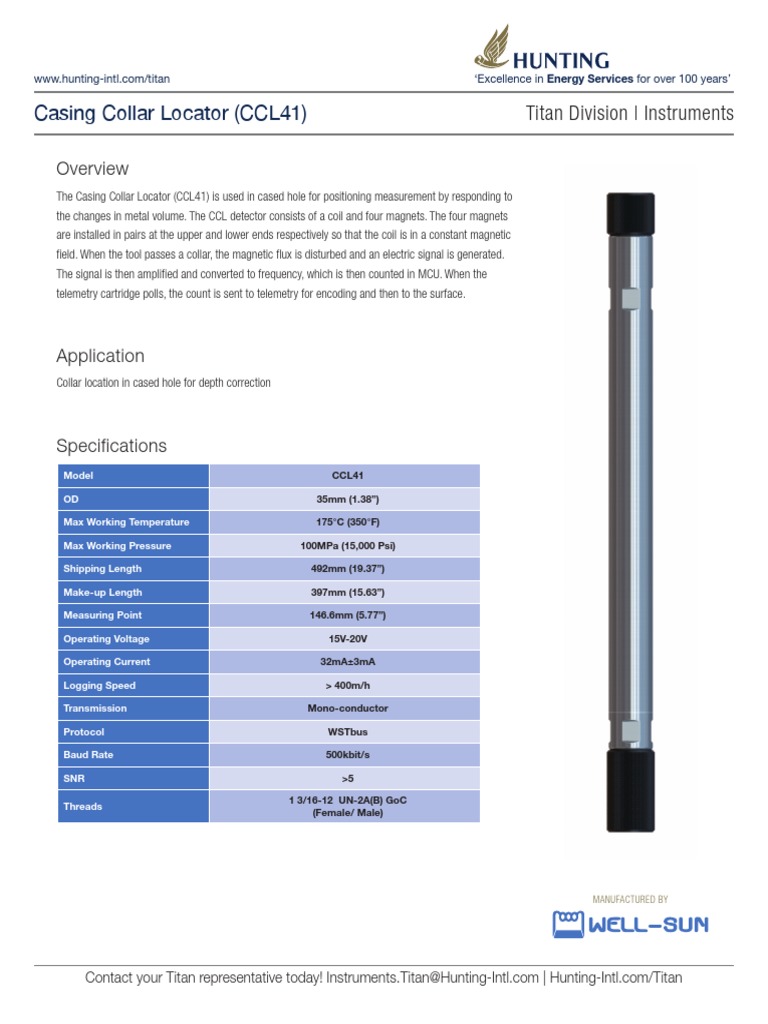 Ccl41 Casing Collar Locator | PDF