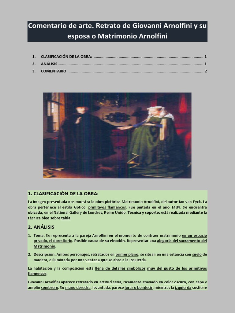 Comentario de Arte - El Matrimonio Arnolfini | PDF