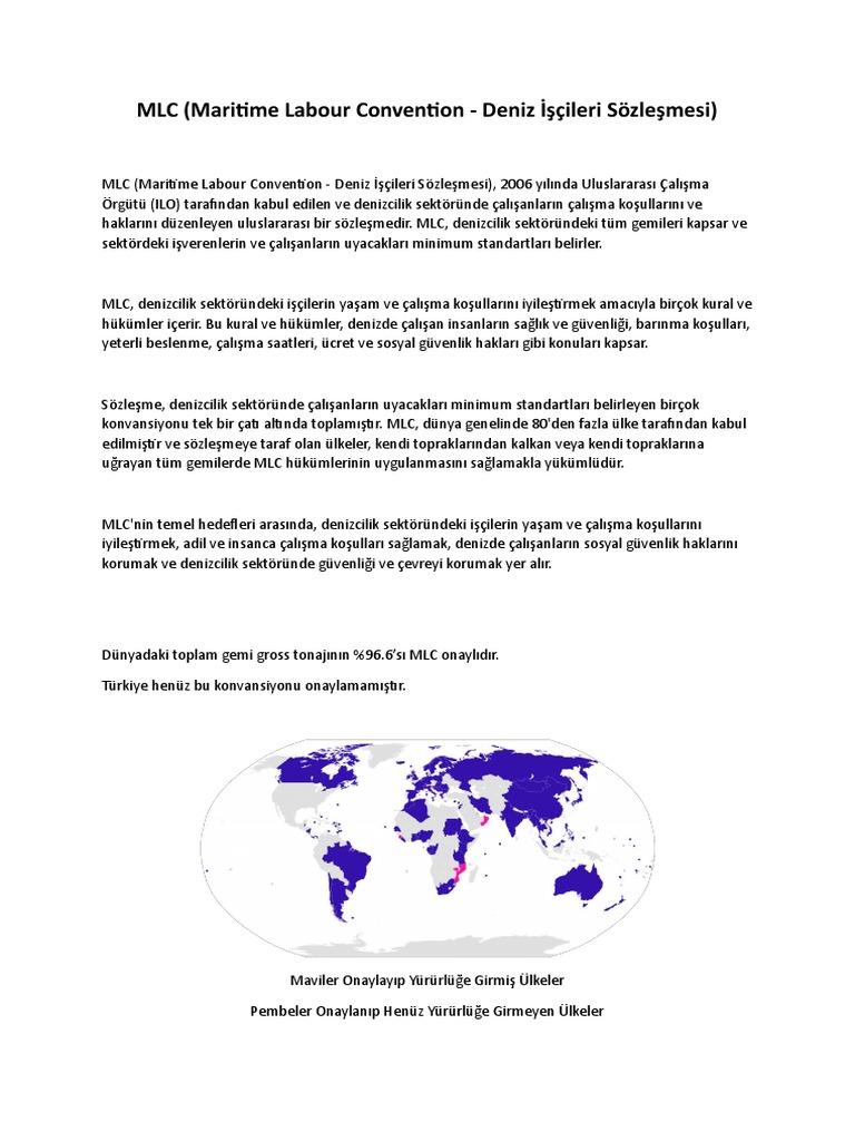 MLC (Maritime Labour Convention - Deniz İşçileri Sözleşmesi) | PDF
